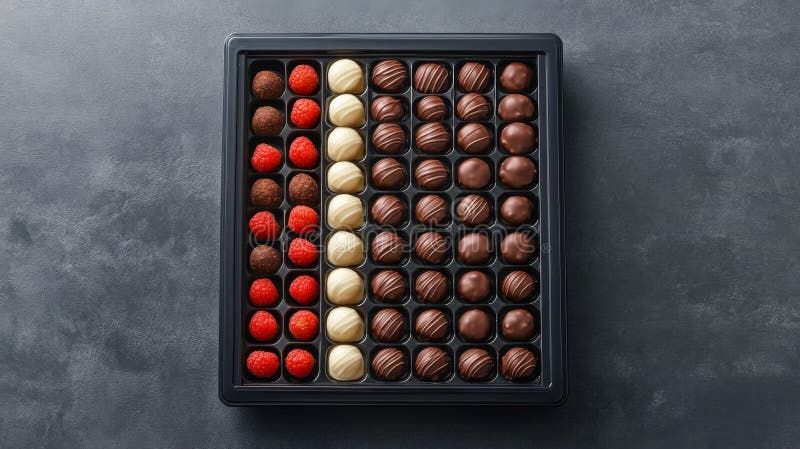 Delightful Assortment of Chocolates Arranged Neatly in a Dark Box for a ...