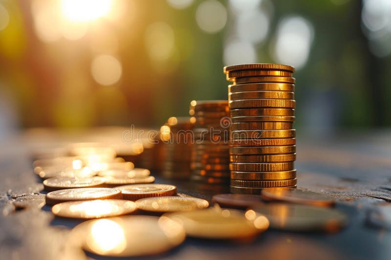 A Carefully Balanced Stack of Coins Representing Savings and Financial ...
