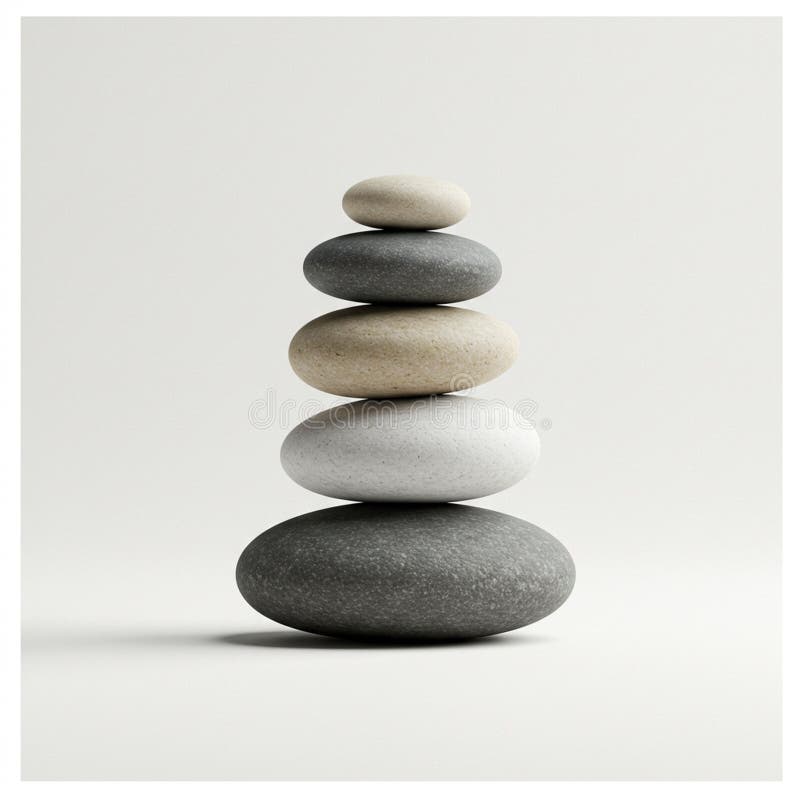 A Carefully Balanced Stack of Smooth, Rounded Stones of Varying Sizes ...