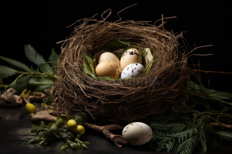 Carefully Crafted Bird Nest with Eggs Inside Stock Photo - Image of ...