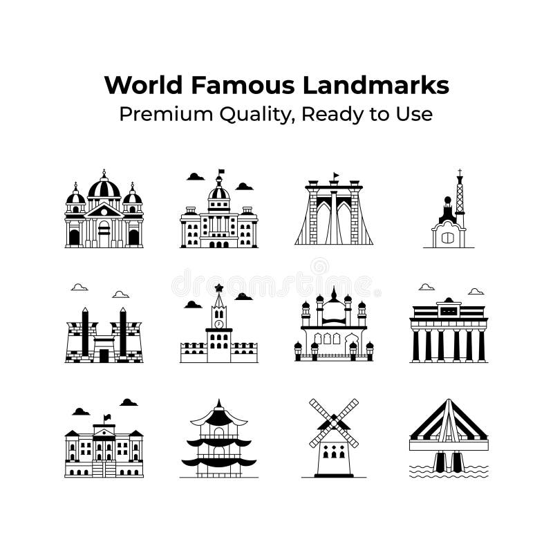 Carefully Crafted World Famous Landmarks Vectors Stock Illustration ...