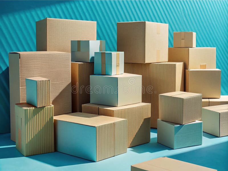 A Carefully Curated Stack of Brown Corrugated Boxes a Minimalist ...