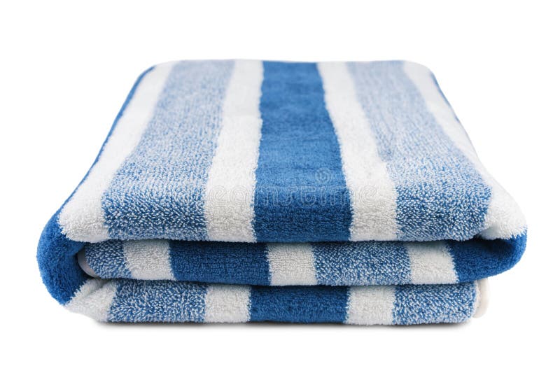 Carefully Folded Soft Striped Bath Blue Towel Isolated on White ...