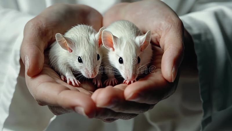 Carefully Handling White Laboratory Mice during a Research Study in a ...