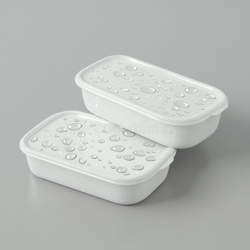 A Carefully Stacked Collection of White Rectangular Plastic Containers ...