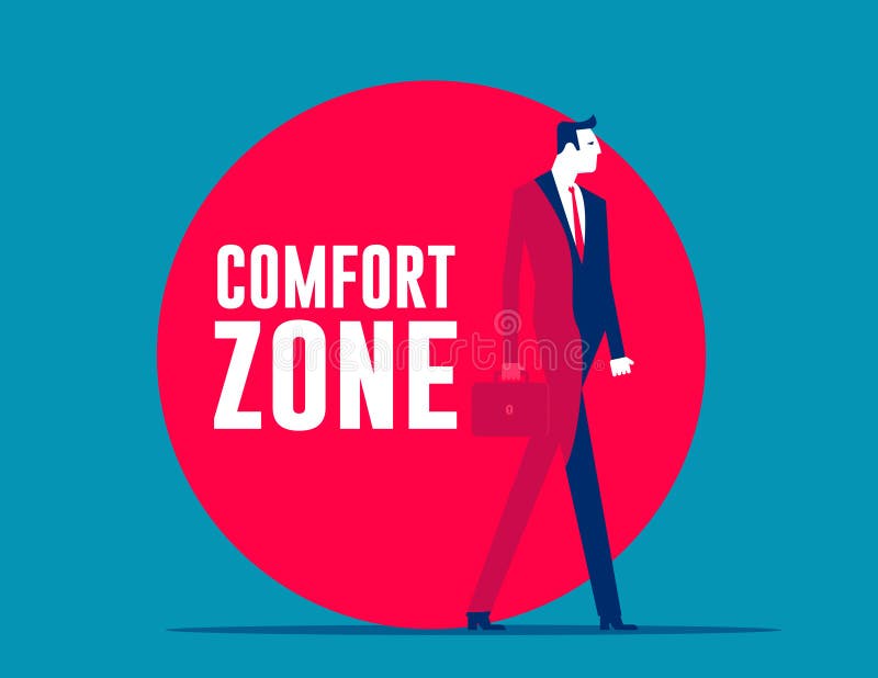 Carefully Stepping Out of a Comfort Zone. Business Vector Concept Stock ...