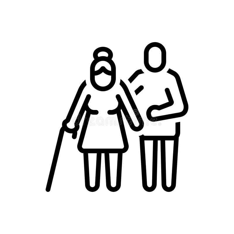Black Line Icon for Caregiver, Caretaker and Nurse Stock Illustration ...