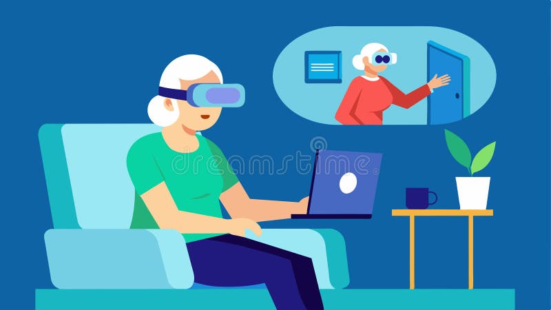 A Caregiver Using Virtual Reality Technology To Take an Elderly Person ...