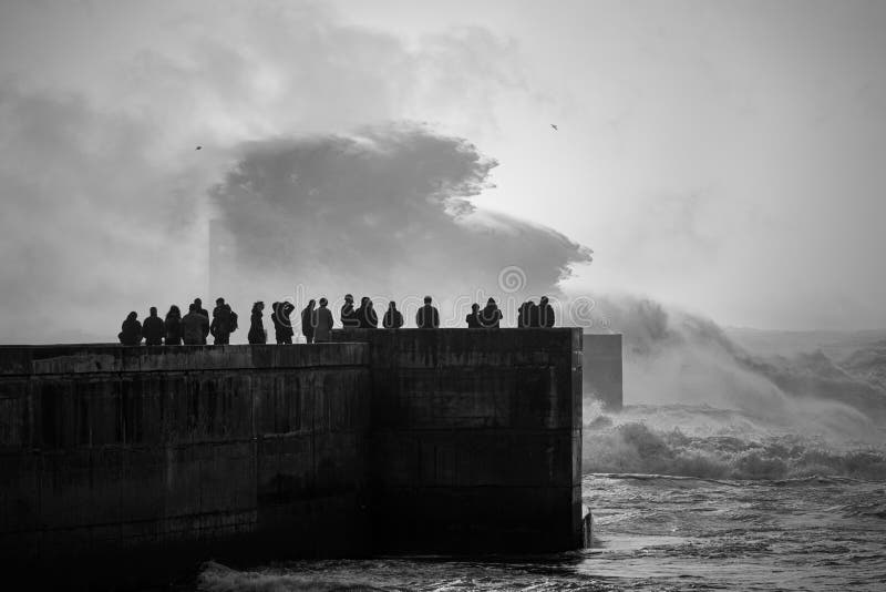 Backlit People Standing Looking Fireworks at Sea Stock Image - Image of ...