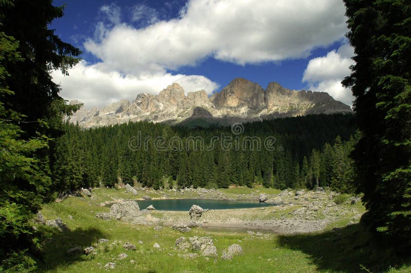 Carezza lake stock photo. Image of nature, italy, alpine - 10480880