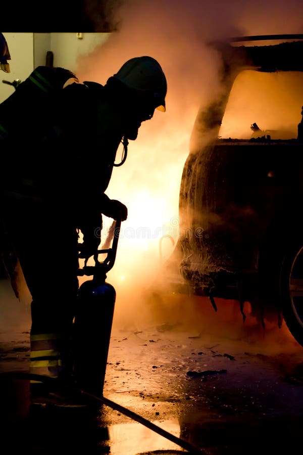 Carfire stock image. Image of firefighter, fireman, detonate - 66267007