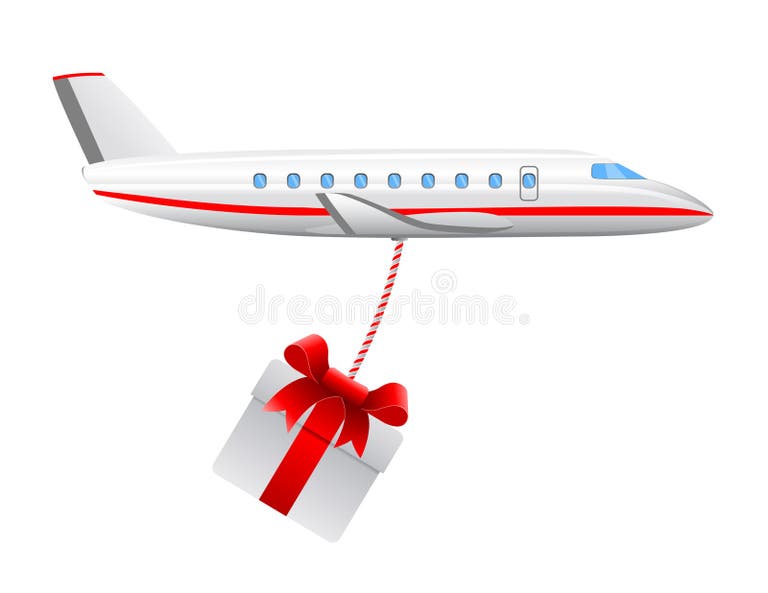 Cargo Air Plane with Present Stock Vector - Illustration of holiday ...