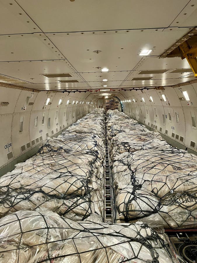 Cargo Aircraft Loaded with Goods, Ready for Transportation on a Clear ...