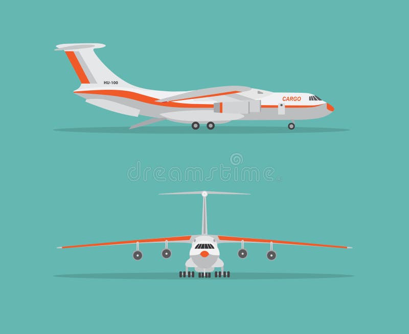 Cargo Airplane in Profile, from the Front View. Stock Vector ...