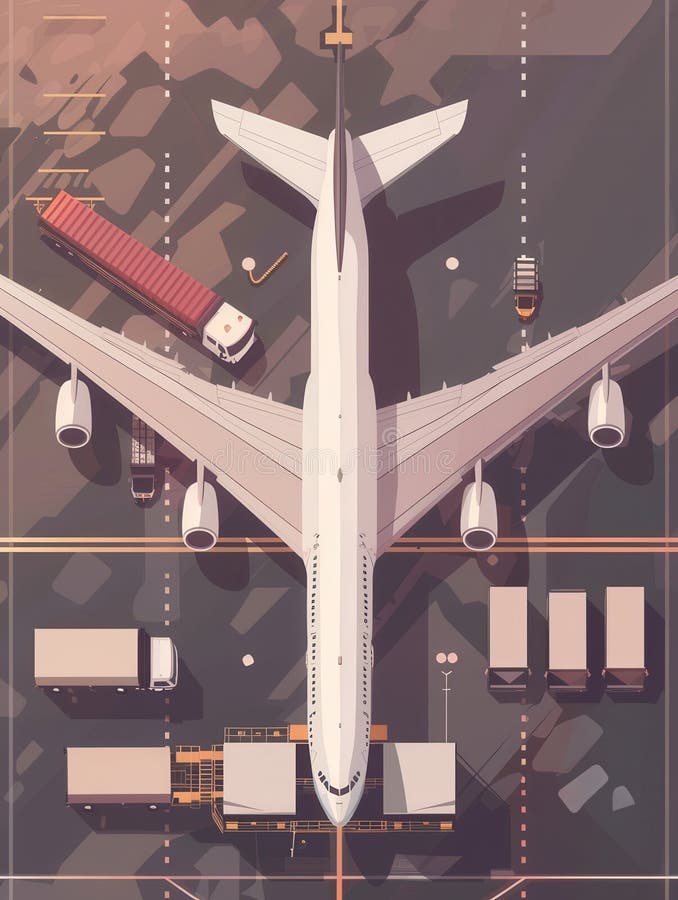 A Cargo Airplane is Stationed on the Runway, Surrounded by Equipment ...