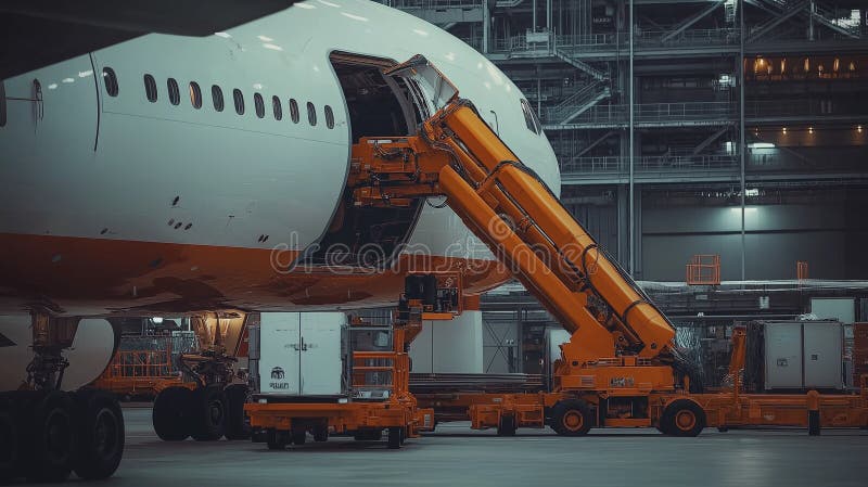 Cargo Airplane Unloading Large Containers with a Robotic Arm at a High ...