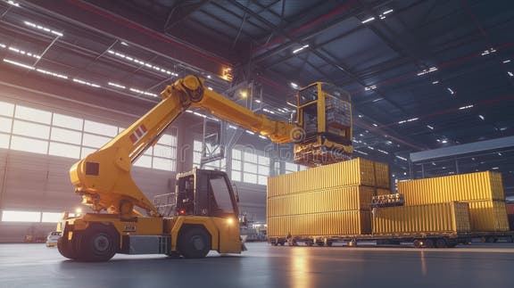 Cargo Airplane Unloading Large Containers with a Robotic Arm at a High ...