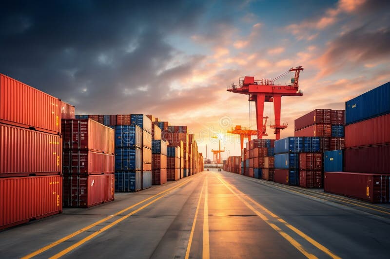 Cargo Background in Container Freight Ships. AI Stock Illustration ...