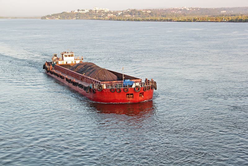 Iron Ore Carrying Cargo Barge Stock Image - Image of business, metal ...