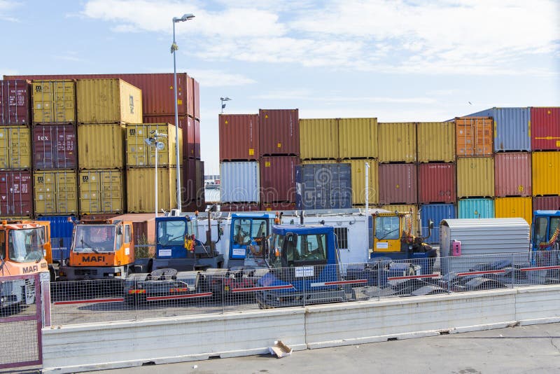 Truck Parking Lines on Catania Port Cargo Bay Editorial Image - Image ...