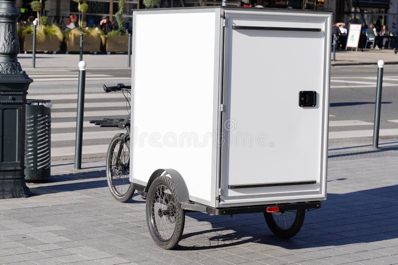 Cargo Bicycle with Lage Box for Delivery in City Center Stock Image ...