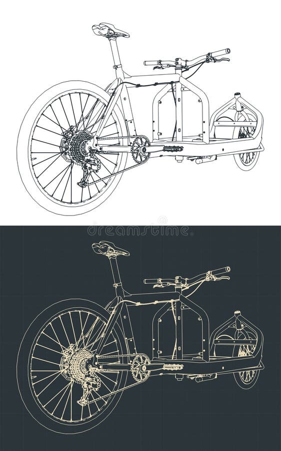 Cargo bike drawing stock vector. Illustration of urban - 274358742
