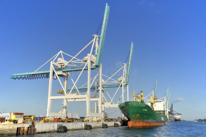 Cargo Boat Wait for Load Containers Inside Editorial Image - Image of ...