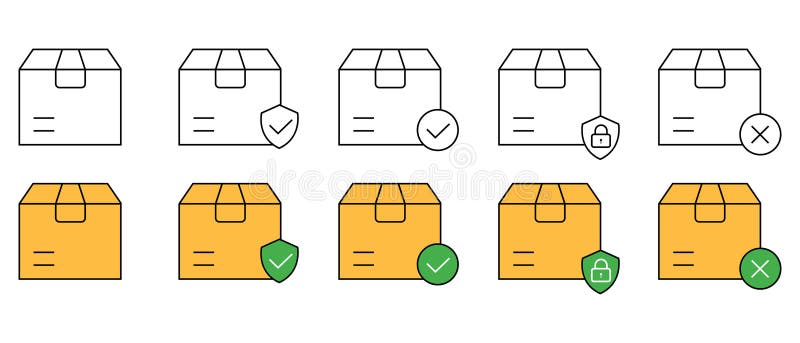 Cargo Box Line Icon Set Vector. Package, Delivery Safety Line Icon ...