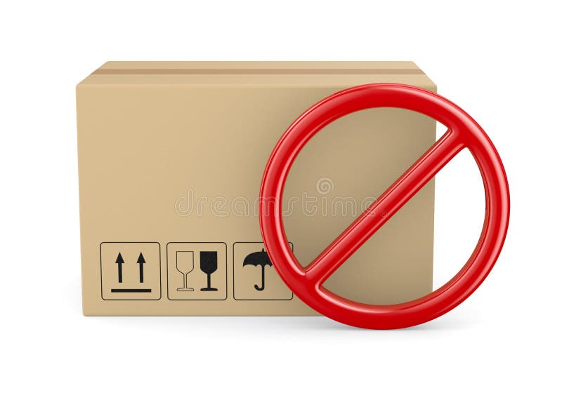 Cargo Box and Sign Forbidden on White Background. Isolated 3D ...