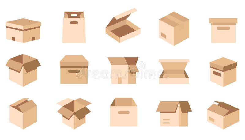 Cargo Boxes Collection. Set of Delivery Boxes in a Flat Design Stock ...