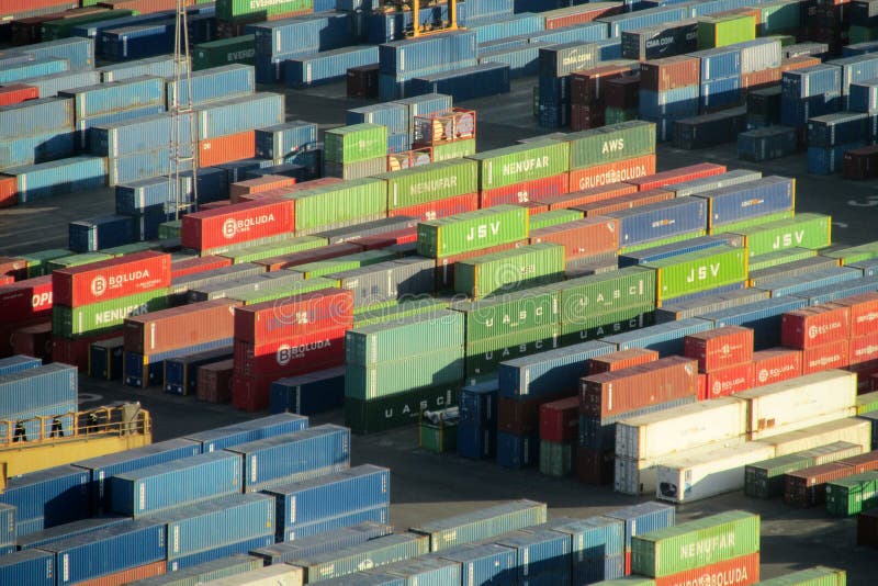 Cargo Boxes, Containers in the Sea Port Editorial Stock Image - Image ...
