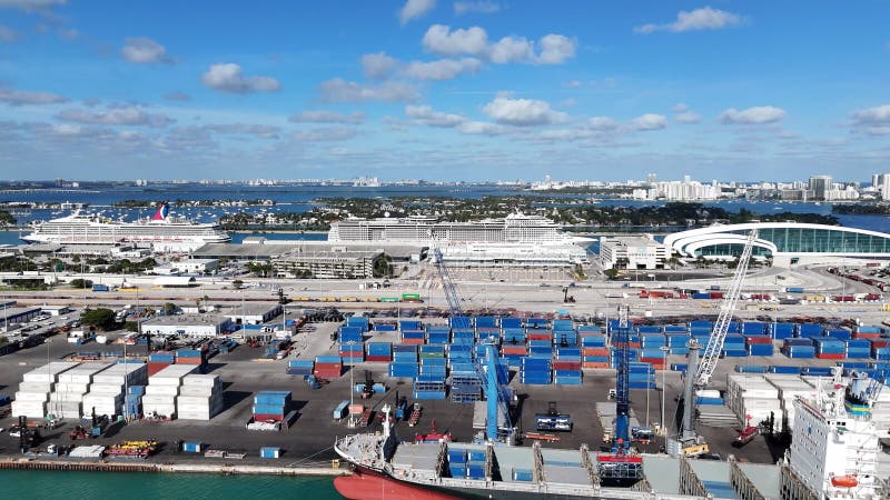 Cargo Building at the Port of Miami, Florida. Stock Footage - Video of ...