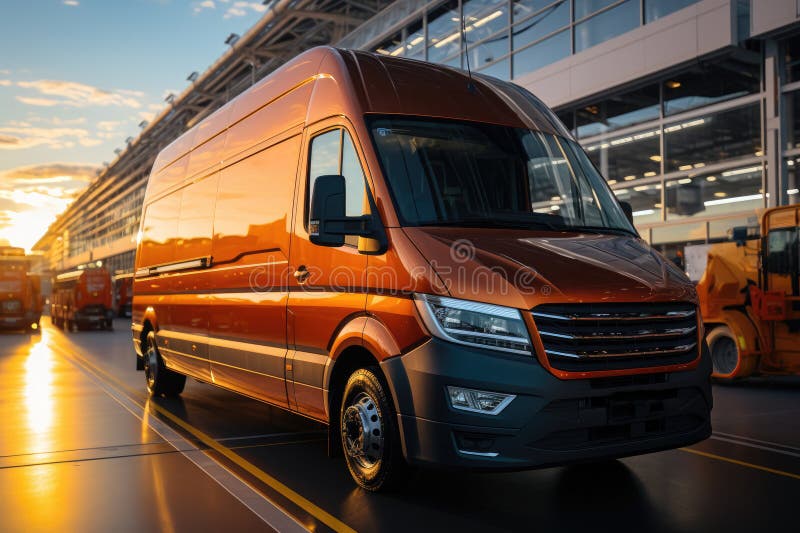 Cargo Bus Waiting for Loading at Logistic Center Stock Photo - Image of ...