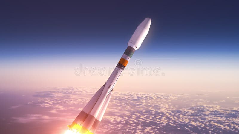 Cargo Carrier Rocket Take Off Over Clouds Stock Footage - Video of ...