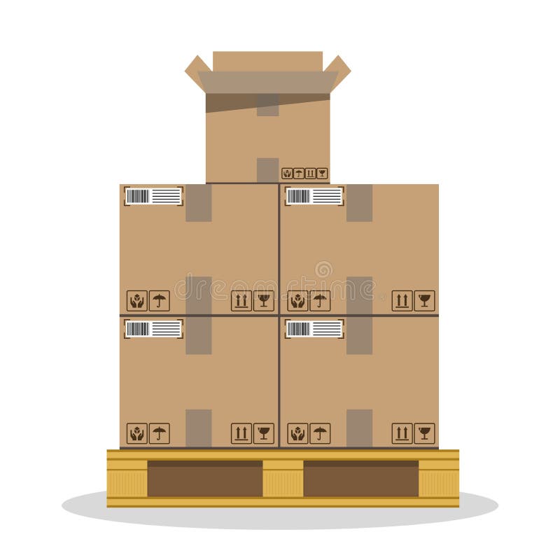 Cargo. Carton boxes stock vector. Illustration of merchandise - 155931949
