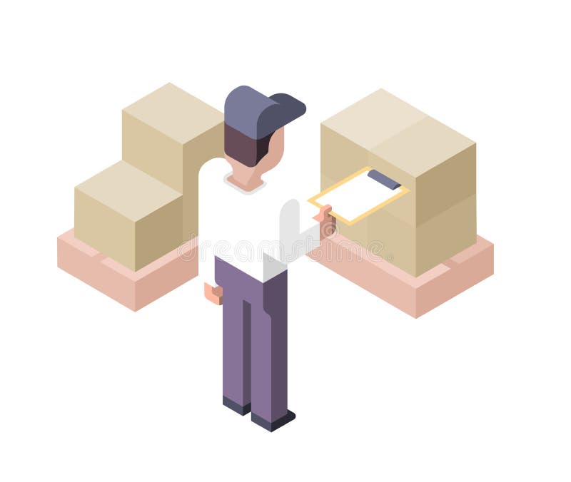 Cargo Checking. Distribution Center Stock Vector - Illustration of ...