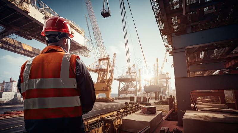 Cargo Construction Shipyard Ship Stock Illustration - Illustration of ...