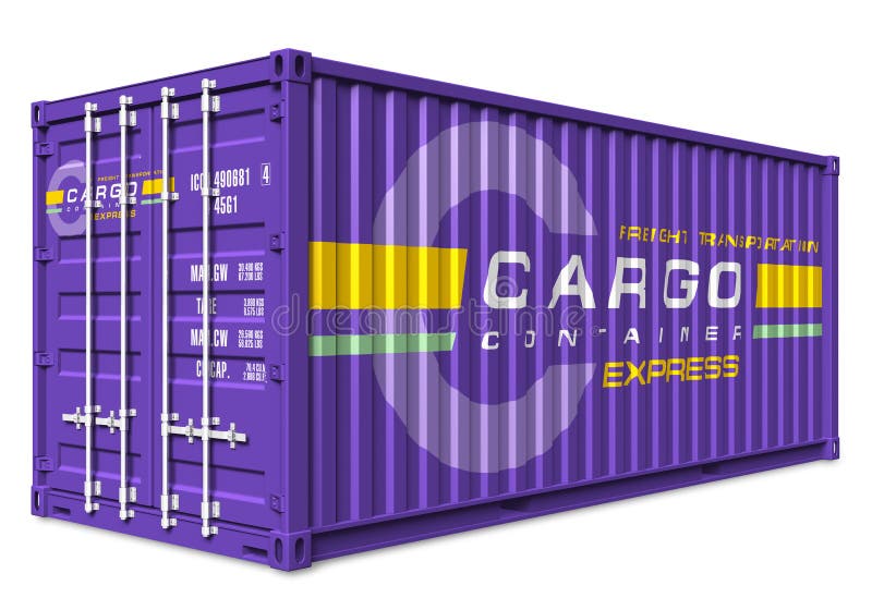 40 Ft Cargo Container and Shipping Pallets with Cardboard Boxes Stock ...