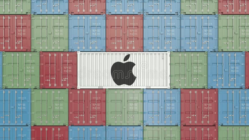 Cargo Container with Apple Inc. Corporate Logo. Editorial 3D Rendering ...