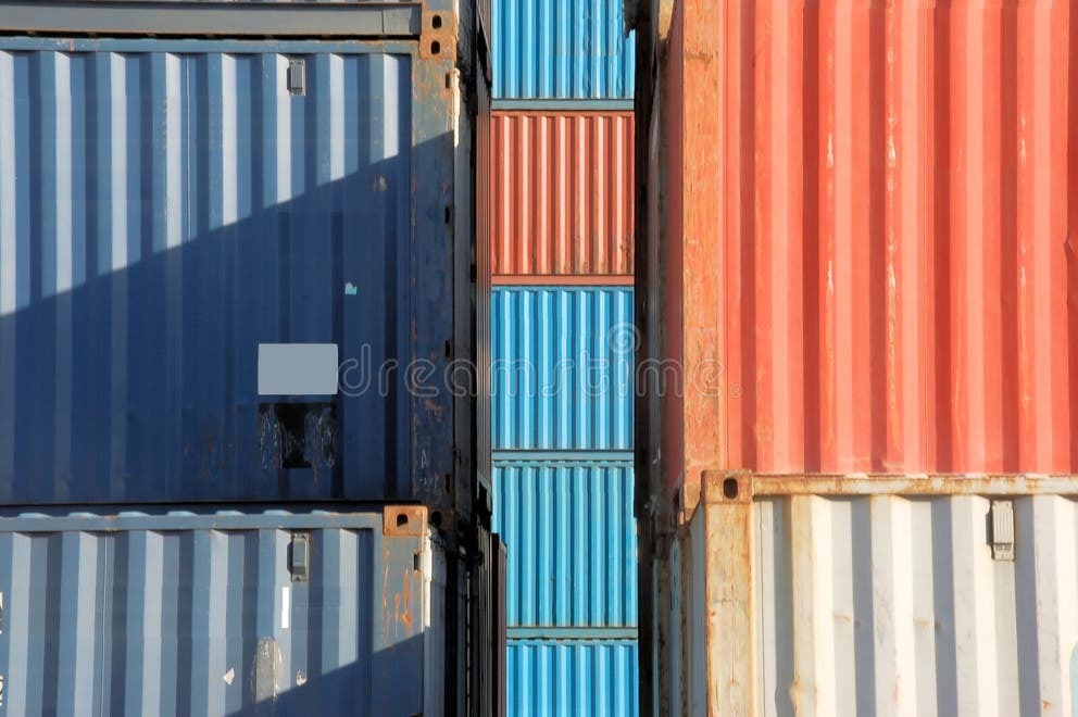 Cargo Container Assembly stock photo. Image of blue, import - 3814308