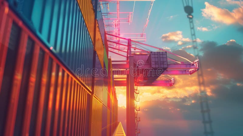 A Cargo Container Being Loaded Onto a Cargo Ship, Showcasing the ...