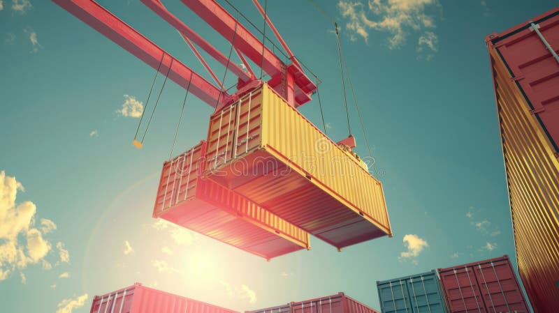 A Cargo Container Being Loaded Onto a Cargo Ship, Showcasing Stock ...