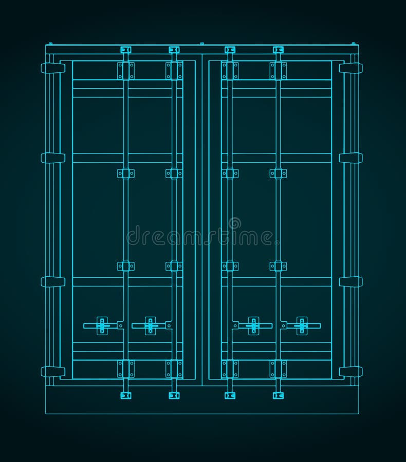 Cargo container blueprint stock vector. Illustration of closeup - 278743084