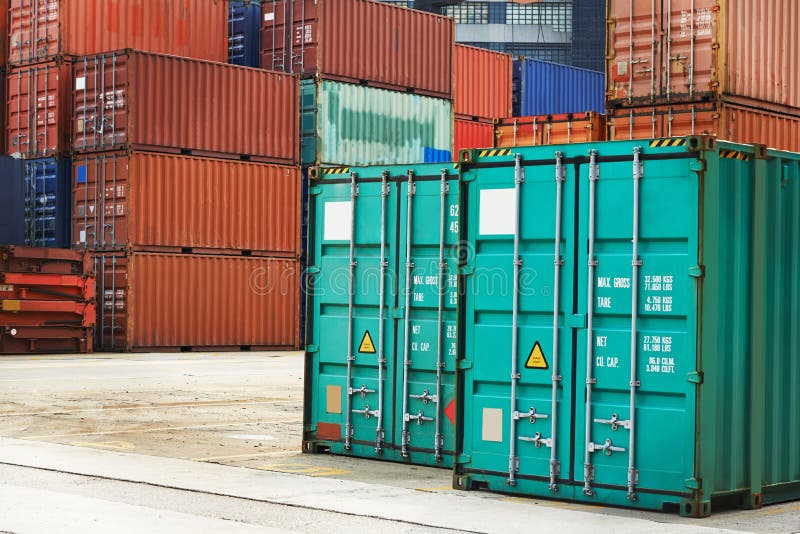 Cargo Container Boxes in Dock Terminal Stock Photo - Image of europe ...