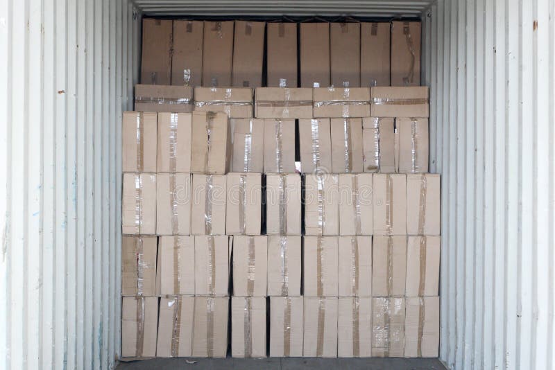 Cargo Container with Boxes editorial image. Image of transportation ...