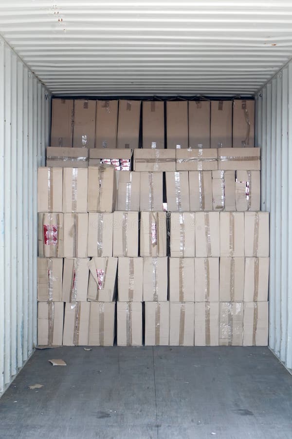Cargo Container with Boxes editorial stock photo. Image of warehouse ...