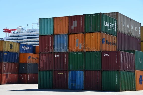 Cargo Container Boxes at the Port in Mazatlan, Mexico Editorial Stock ...