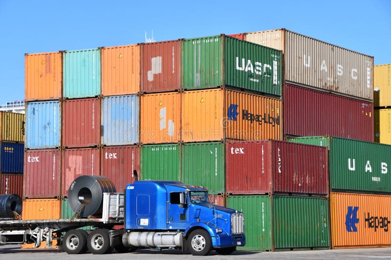 Cargo Container Boxes at the Port in Mazatlan, Mexico Editorial Stock ...