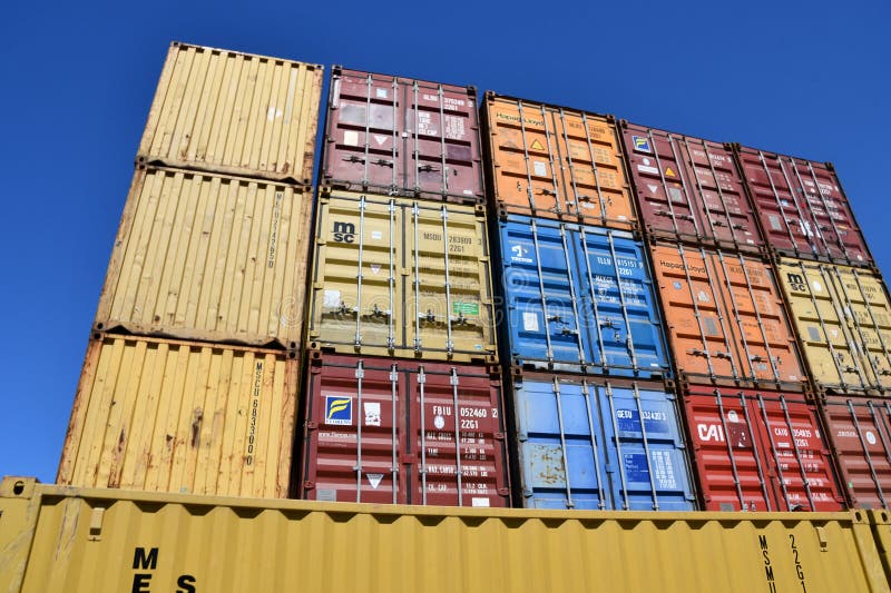 Cargo Container Boxes at the Port in Mazatlan, Mexico Editorial Stock ...
