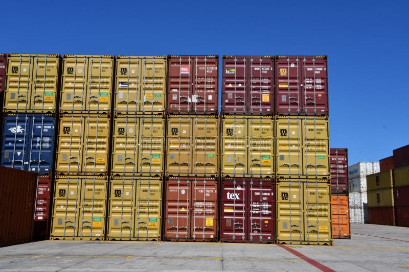 Cargo Container Boxes at the Port in Mazatlan, Mexico Editorial ...